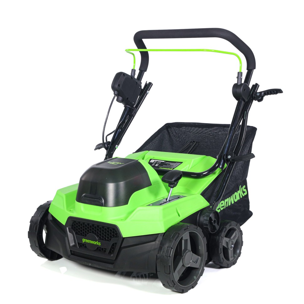 Аэратор скарификатор Greenworks GD40SC38IIk4, 40v, 38 см, в комплекте с ...
